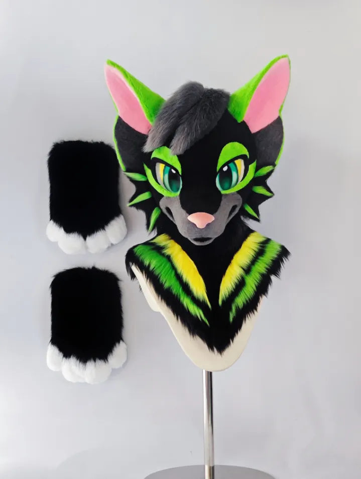 Midnight Zest Wolf Partial Fursuit | Dark Blue Wolf Costume Head ...