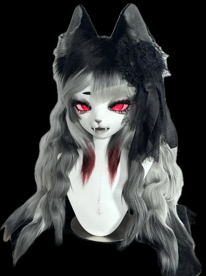 Shadow Blood Fox Fursuit | Dark Red Fox Costume Head – DokidokiFursuit ...