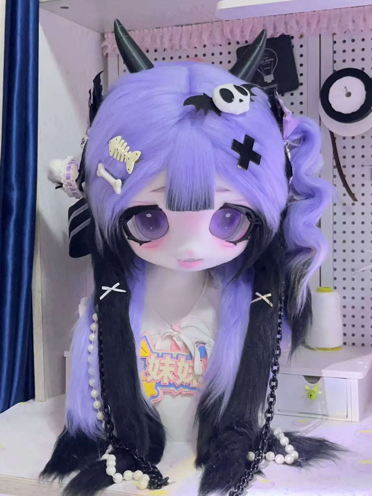 Gothic Lilac Demon Girl Fursuit Head – Custom by DokidokiFursuit ...