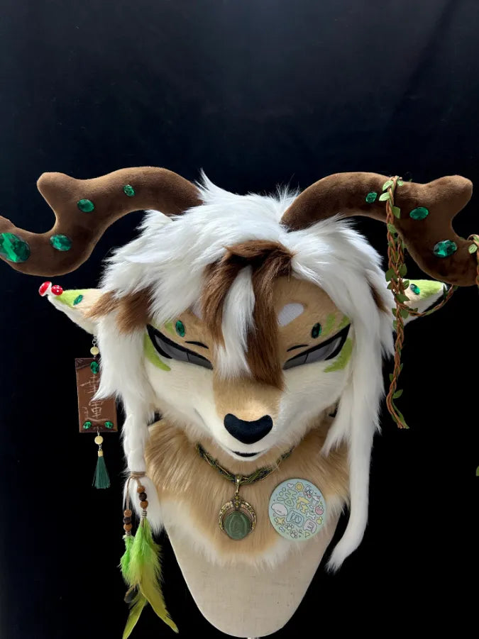 Natural Deer Fantasy Creature Partial Fursuit | Custom Furry Head ...