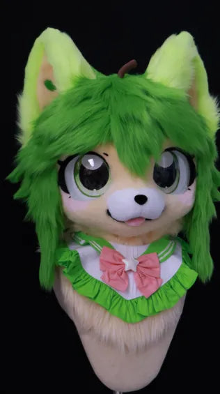 Lime Sweet Berry Campus Feline Mini Partial Fursuit | Cute School-Style ...
