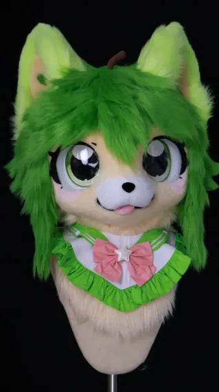 Lime Sweet Berry Campus Feline Mini Partial Fursuit | Cute School-Style ...