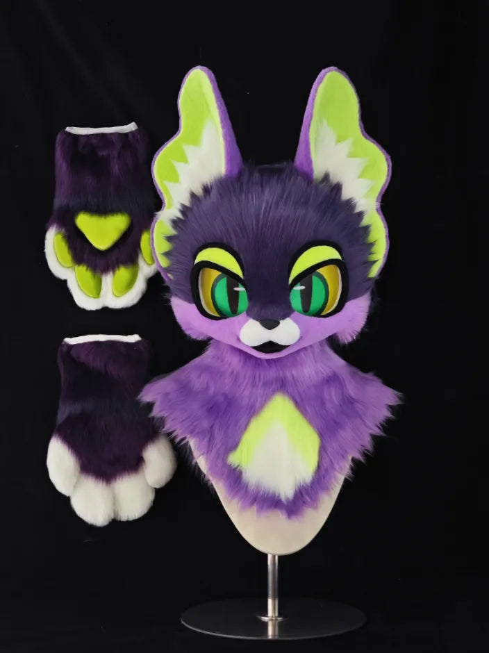 Purple Green Starlight Fantasy Feline Mini Partial Fursuit | Cosmic Cat ...
