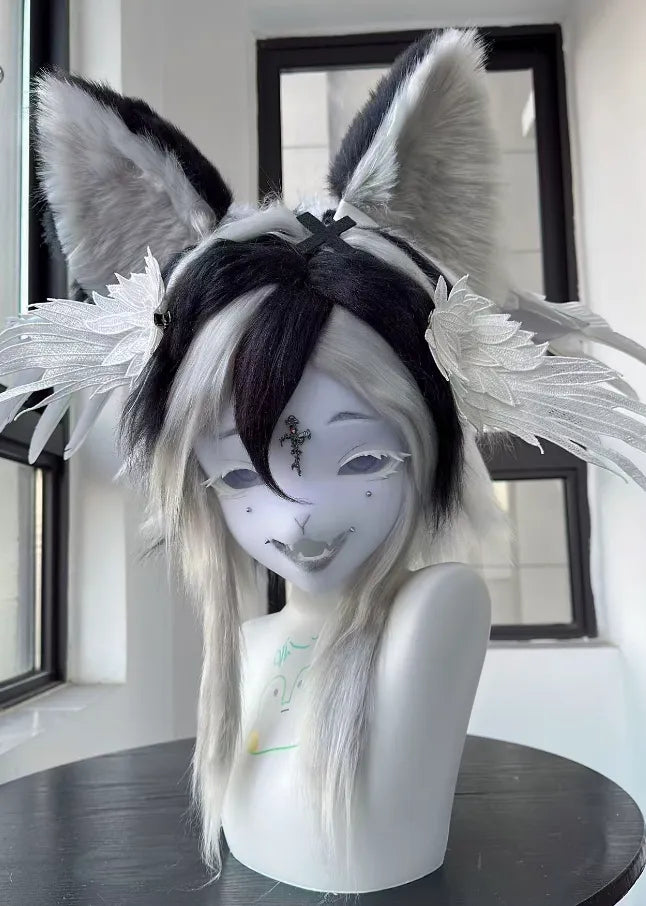 Black White Wing Thorn Dark Angel Partial Fursuit | Dark Angel Head ...