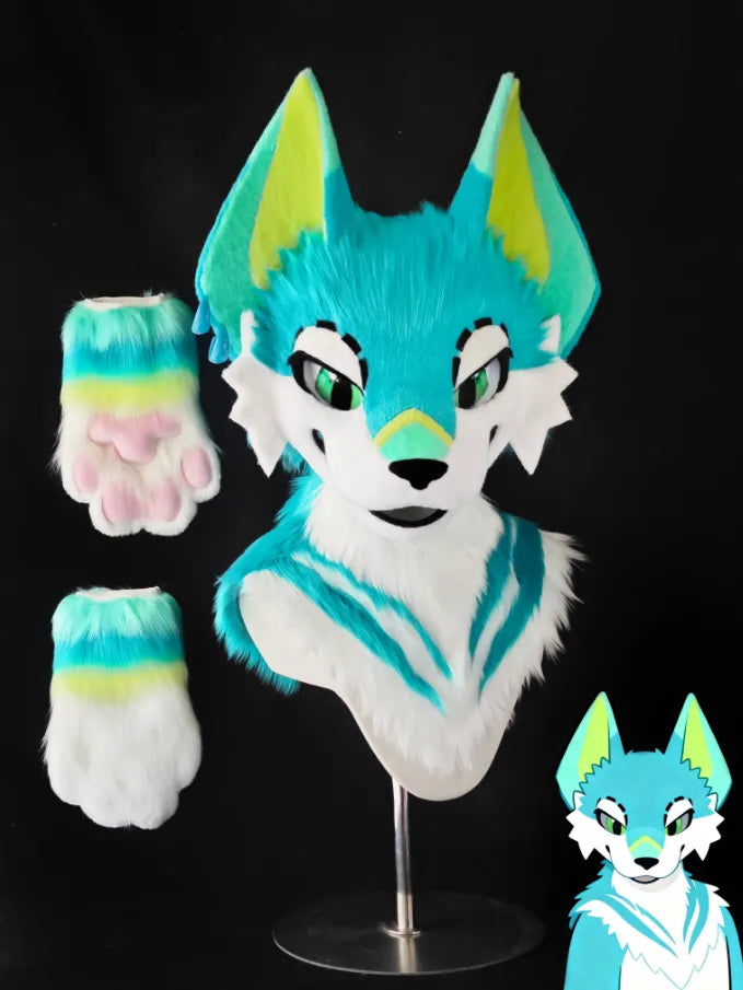 Lime Gradient Color Vitality Canine Mini Partial Fursuit | Energetic ...