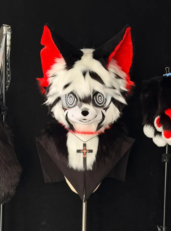 Black White Red Uncanny Style Full Partial Fursuit | Bold Tricolor ...