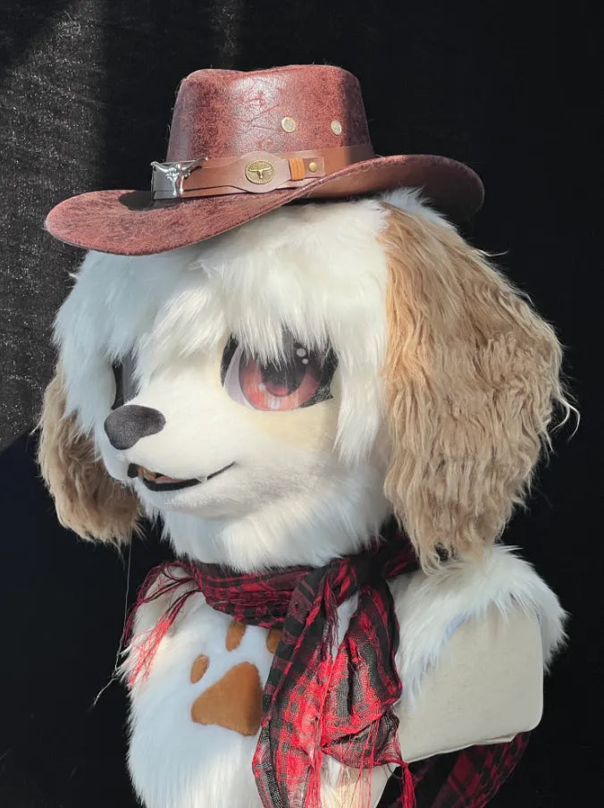 Beige Western Canine Mini Partial Fursuit | Furry Cowboy Pup Character ...