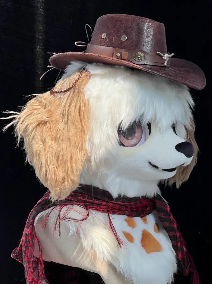 Beige Western Canine Mini Partial Fursuit | Furry Cowboy Pup Character ...