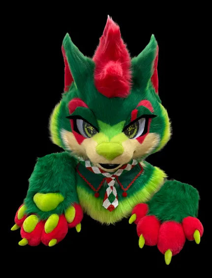 Red Green Fantasy Creature Style Mini Partial Fursuit – Vibrant Colors ...