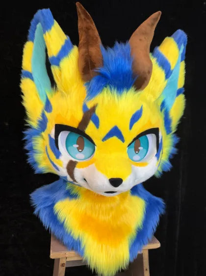 Yellow Blue Fantasy Creature Style Mini Partial Fursuit – Vibrant ...