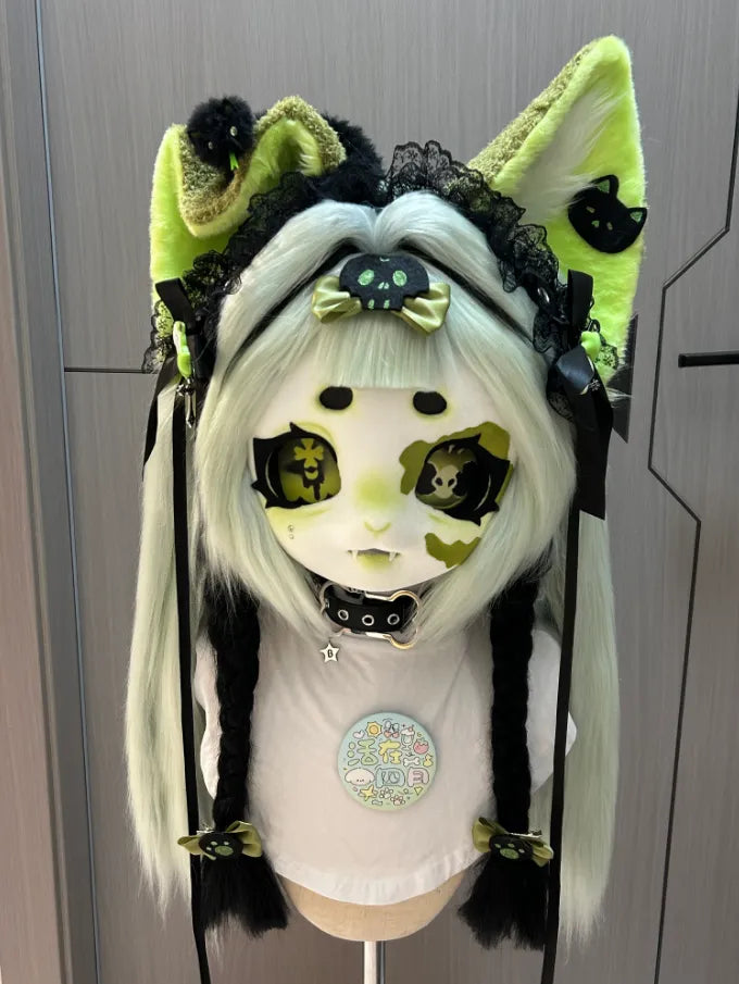 Lime Green Goth Mini Partial Fursuit – Neon Accent & Dark Aesthetic ...