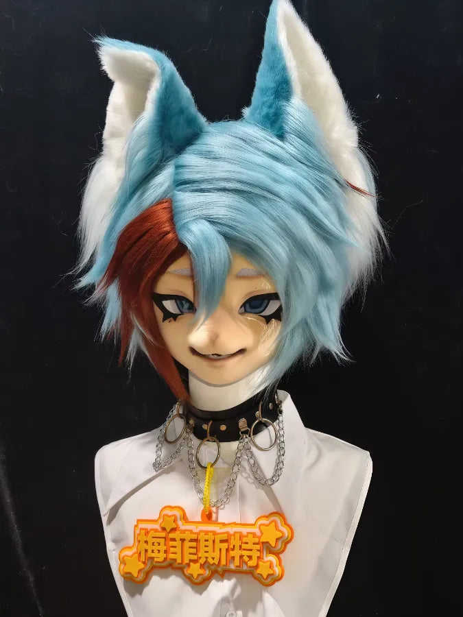 Cyan Red Gothic Mini Partial Fursuit – Bold Contrast & Dark Aesthetic ...