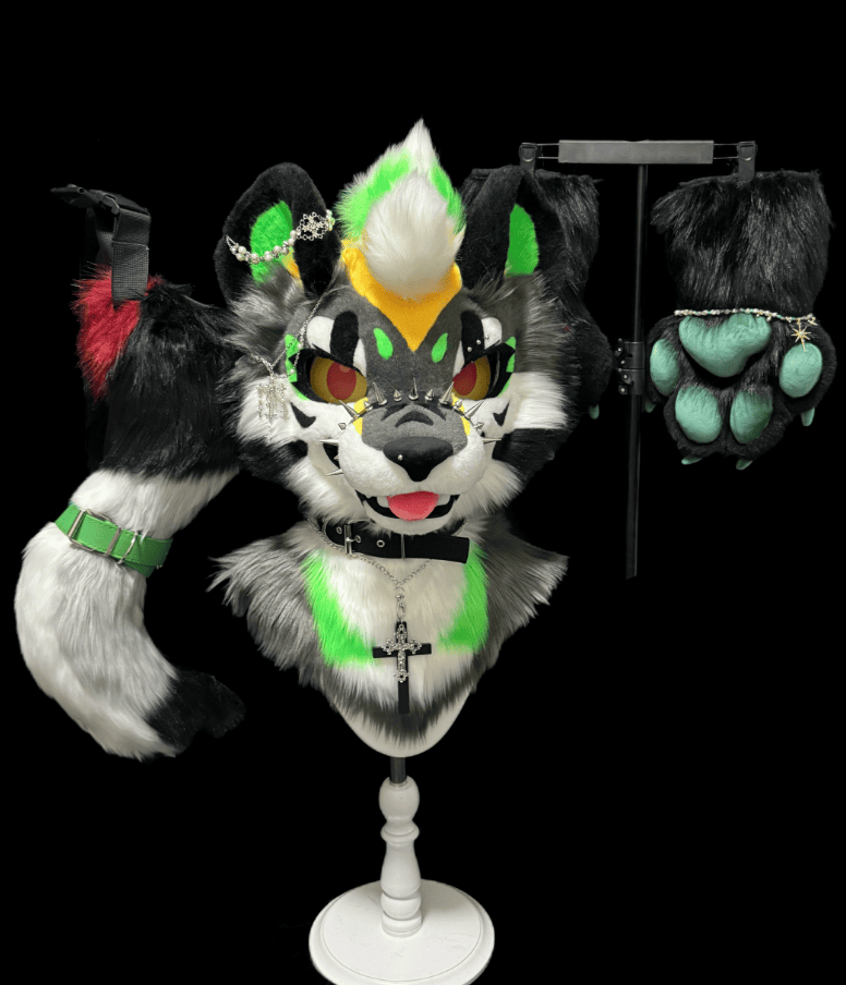 Black Green Yellow Gothic Partial Fursuit | High Contrast Dark Style ...