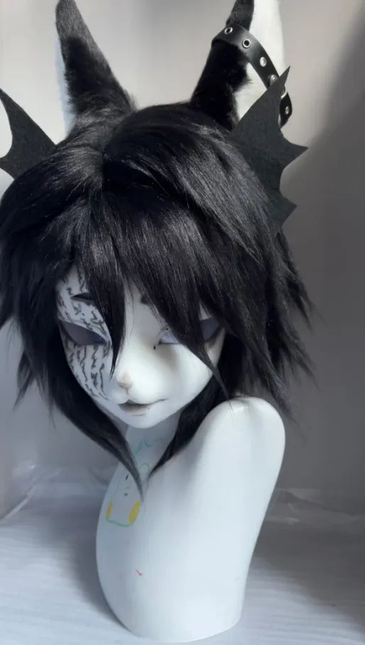 Black Gothic Canine Mini Partial Fursuit Furry Costume Set – DokiDoki ...