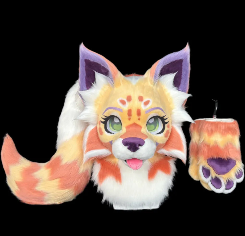 Sunset Mango Fox Mini Partial Fursuit (Purple Accent Details ...