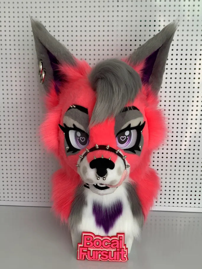 Neon Heart Gothic Fox Full Partial Fursuit (Spiked Muzzle & Purple ...