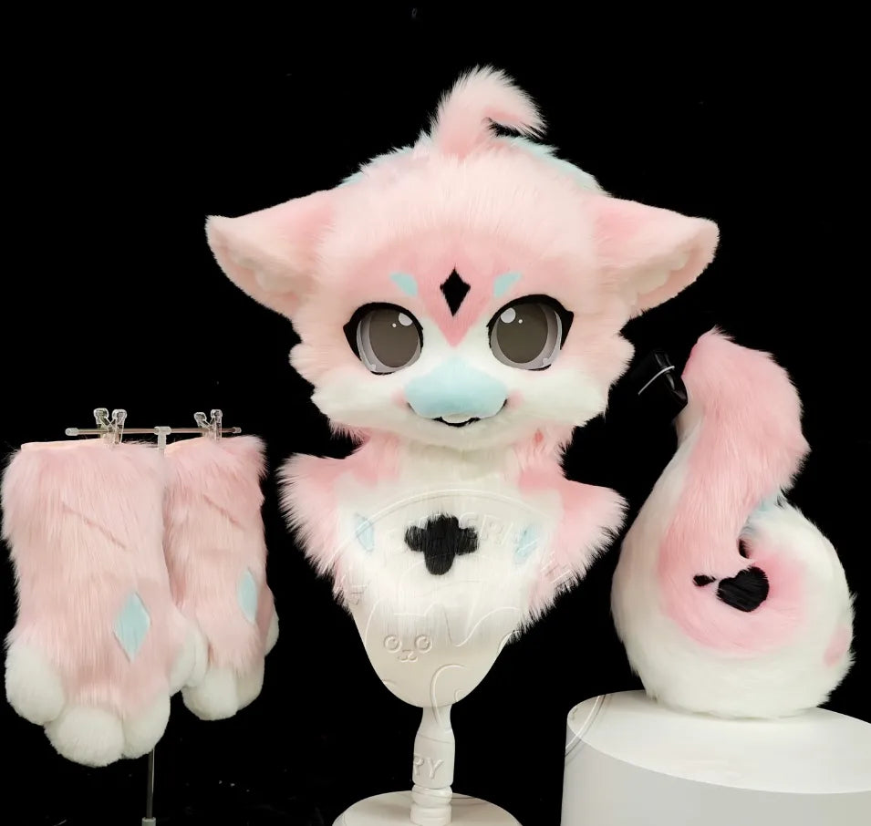 Pastel Diamond Heart Full Partial Fursuit (Pink-White Accents ...