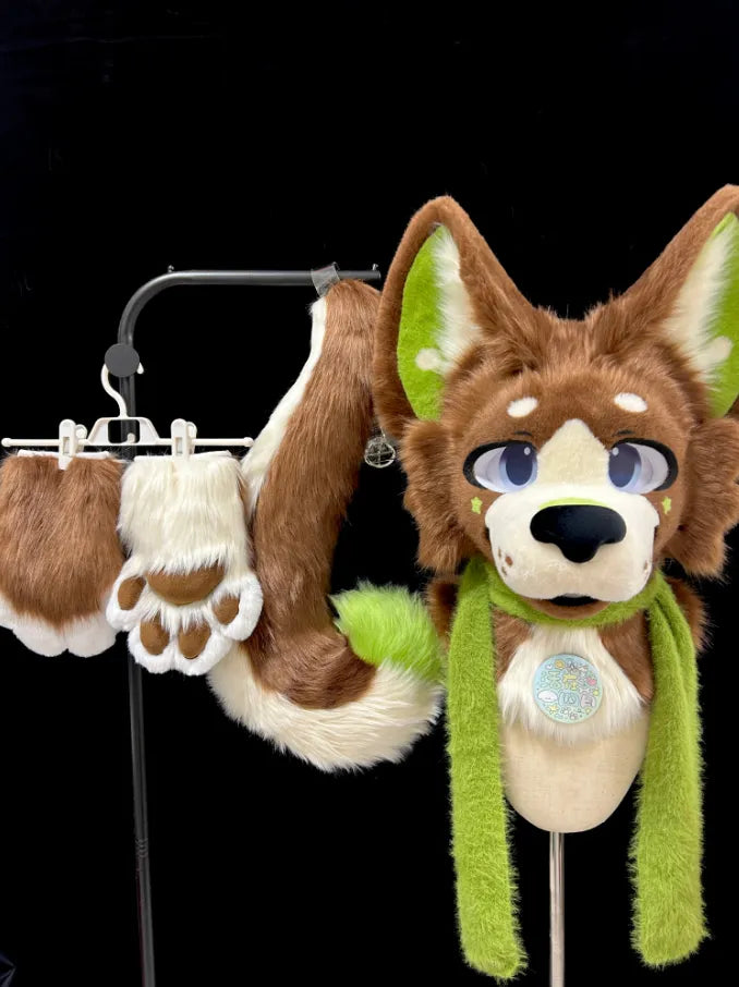 Cinnamon Lime Furry Breeze Full Partial Fursuit (Warm Brown-Green Furry ...