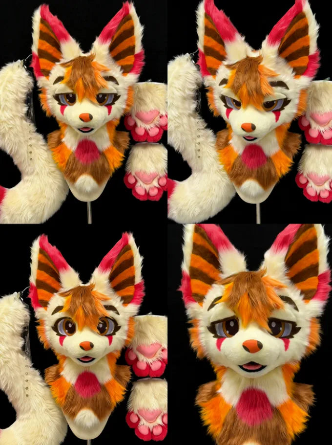 Honey Pink Fox Kemono Full Partial Fursuit (Orange-Pink Kemono Fox Head ...