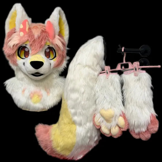 Peach Cream Fox Toony Full Partial Fursuit (Peach-White Toony Fox Head ...
