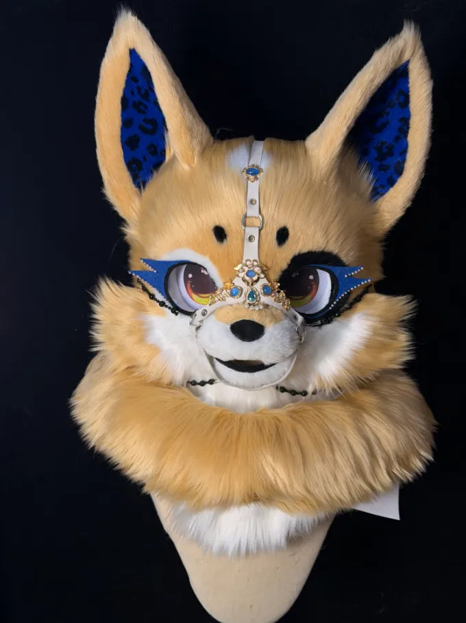 Golden Blue Leopard Fox Toony Full Partial Fursuit (Golden-White Toony ...