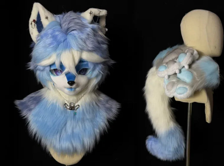 Ice Blue Sweet Fox Kig Full Partial Fursuit (Blue-White Kig Fox Head ...