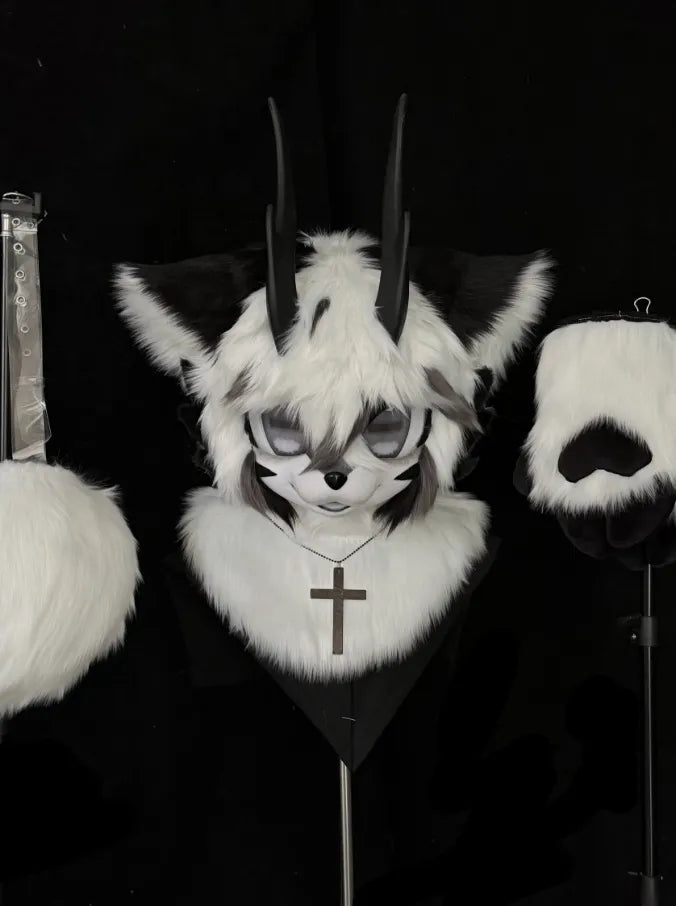 Black White Holy Demon Fox Kemono Full Partial Fursuit (Black-White ...