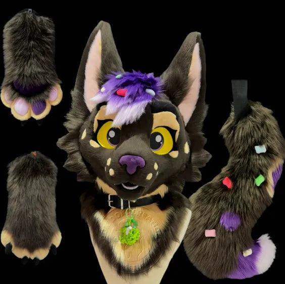 Candy Brown Fox Toony Full Partial Fursuit (Brown-Purple-Yellow Toony ...