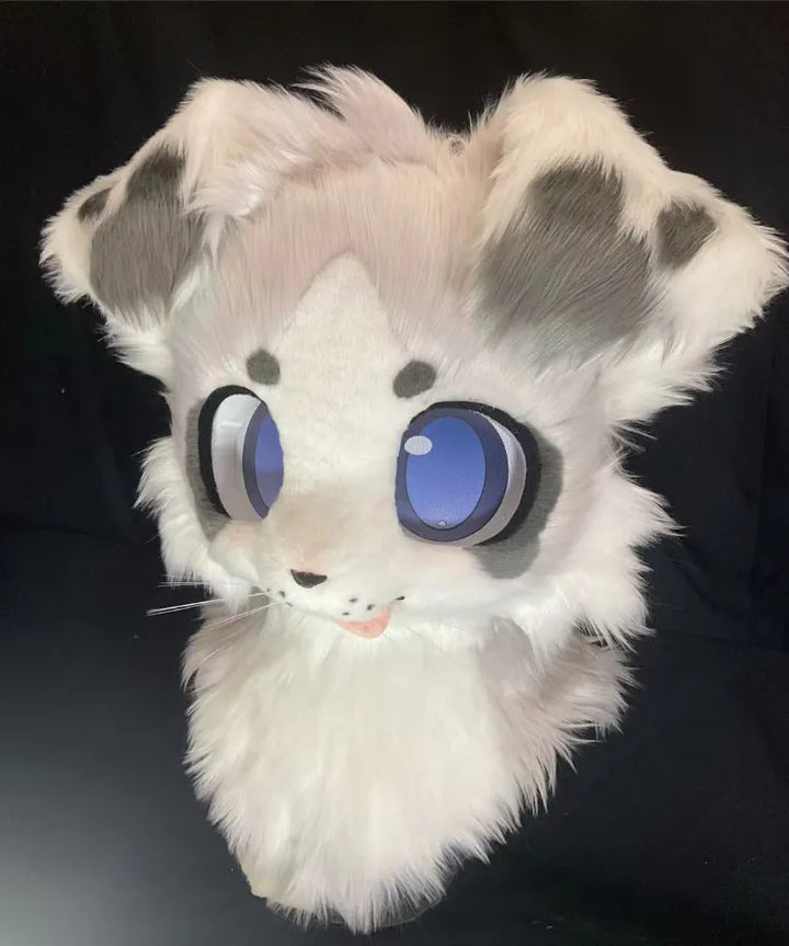 Snow Spotted Cute Cat Kemono Mini Partial Fursuit (White-Gray Kemono ...