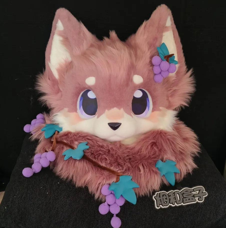 Grape Chestnut Sweet Fox Toony Mini Partial Fursuit (Brown-White Toony ...