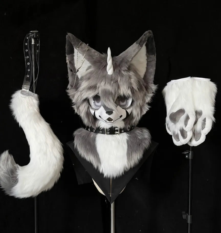 Frosted Starlight Unicorn Kig Partial Fursuit (Gray-White Kig Unicorn ...