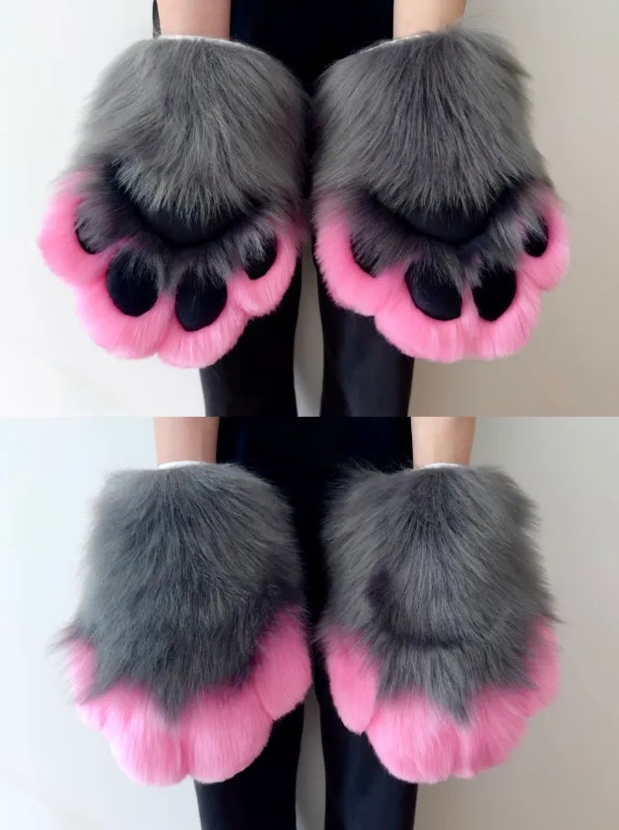 Crayon Spark Fox Toony Partial Fursuit (Gray-Pink Toony Fox Head, Paws ...