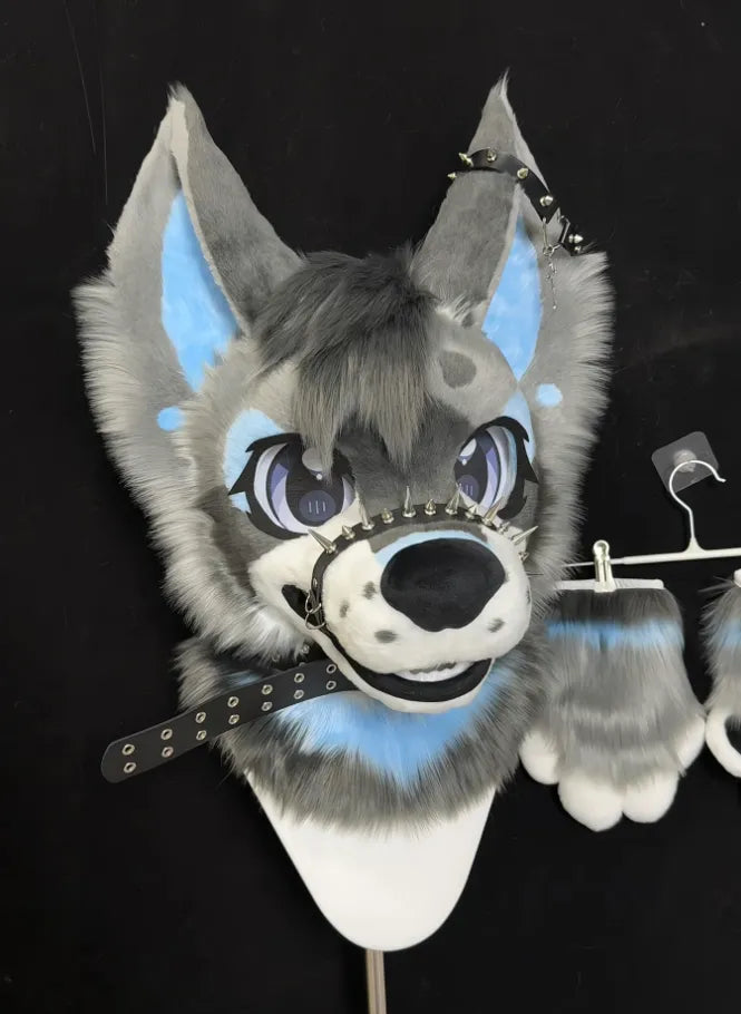 Frosted Spike Wolf Toony Mini Partial Fursuit (Gray-Blue Toony Wolf ...